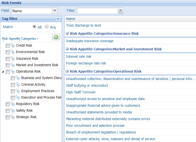 Risk Event Libraries. Do your own sanity check. AU