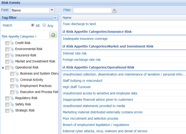 Risk Event Libraries. Do your own sanity check. AU