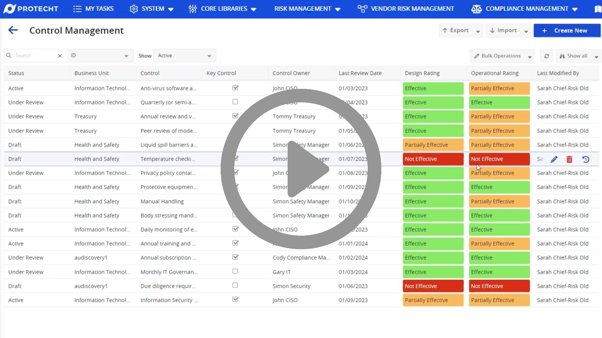 Controls assurance in Protecht ERM.