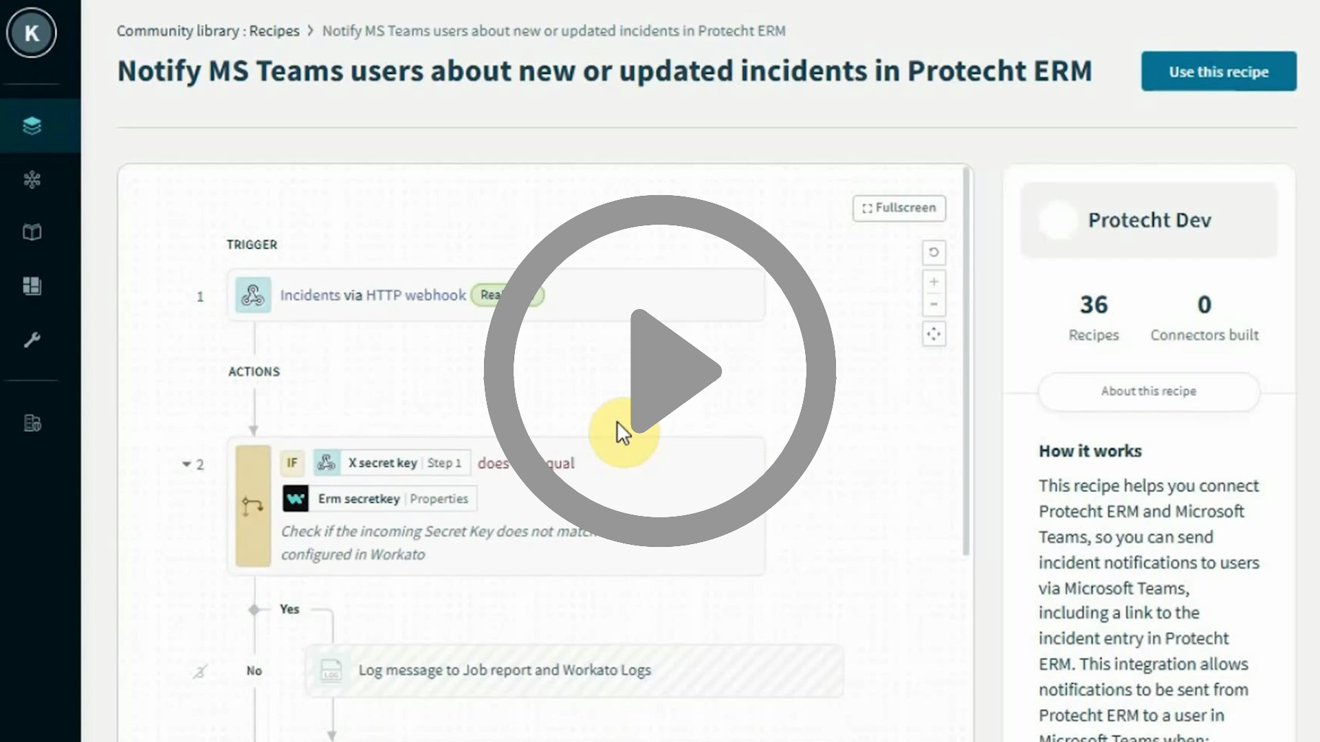 Notify MS Teams users about new or updated incidents in Protecht. AU