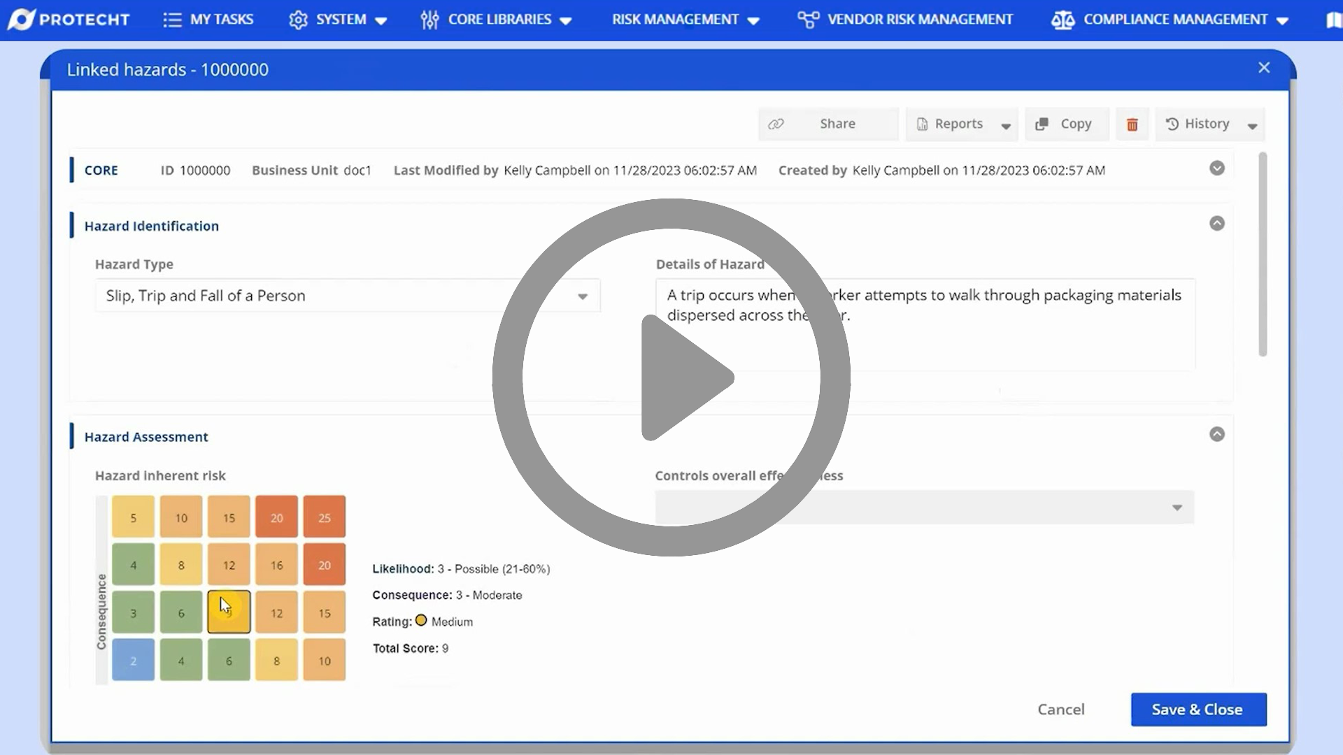 Building a register in Protecht: Creating a subtable. USA