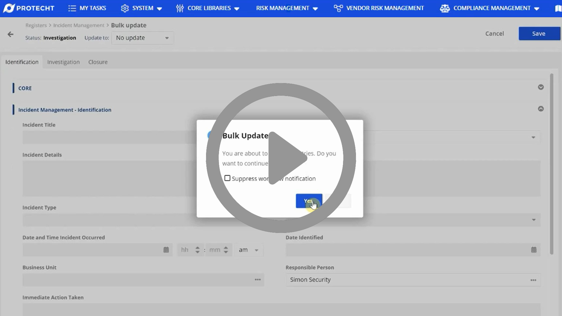 Entry export, import and bulk update in Protecht. AU
