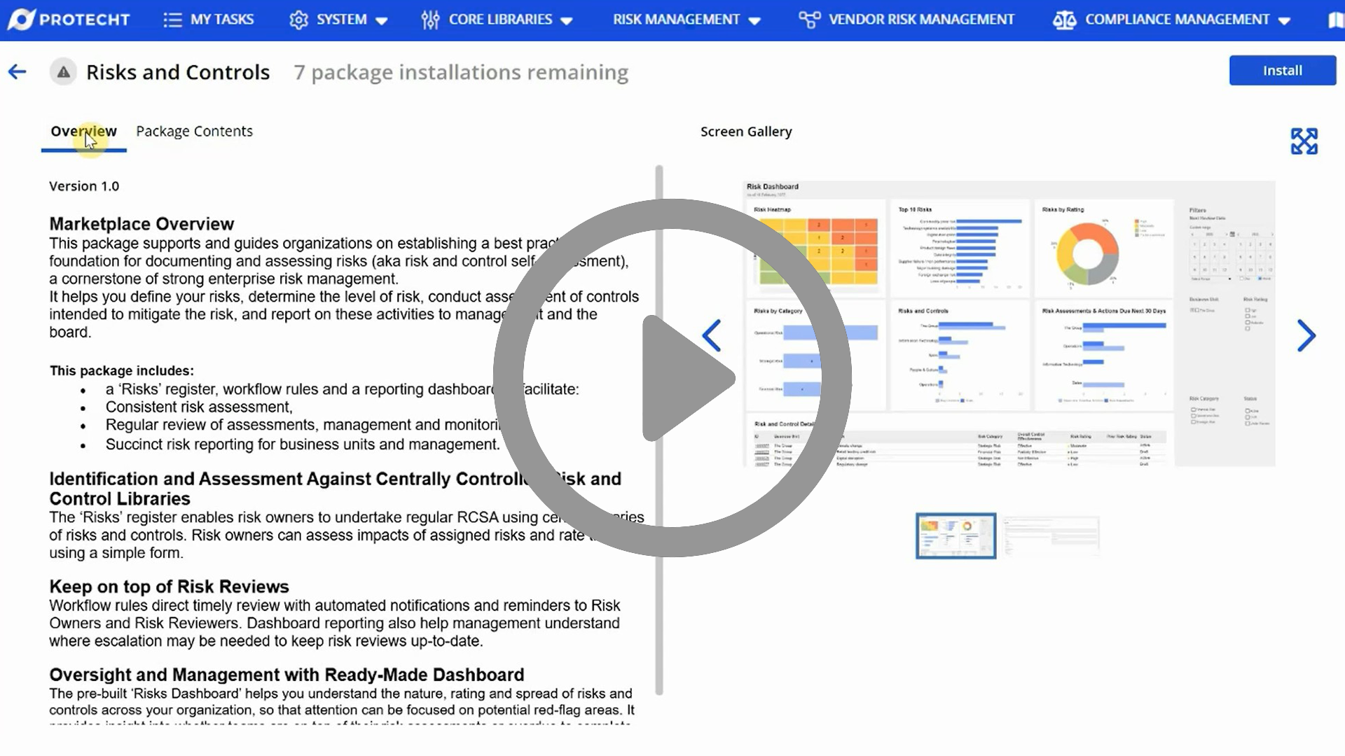 Marketplace overview in Protecht. USA