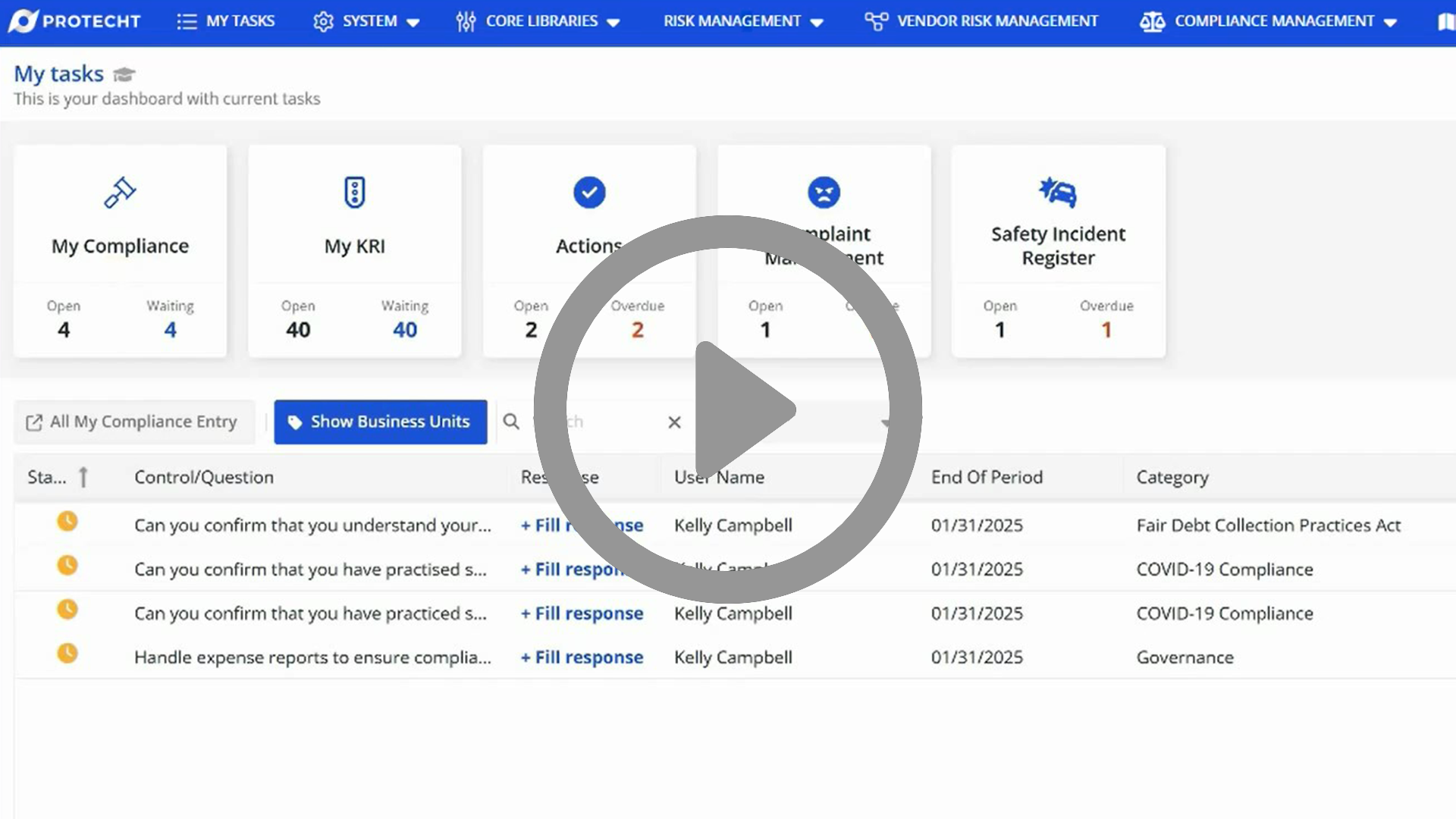 Using My Tasks in Protecht. AU