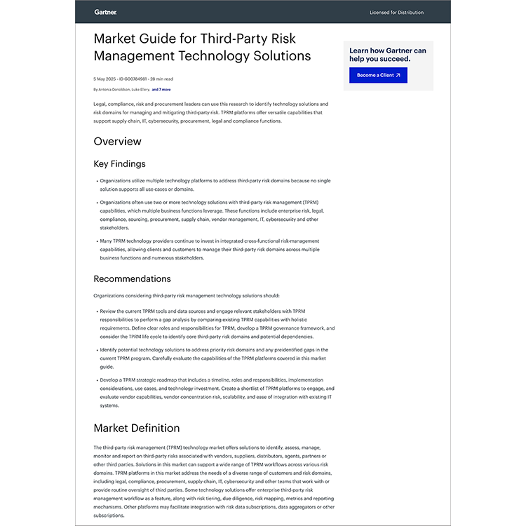 Gartner report: Market Guide for Third-Party Risk Management Technology ...