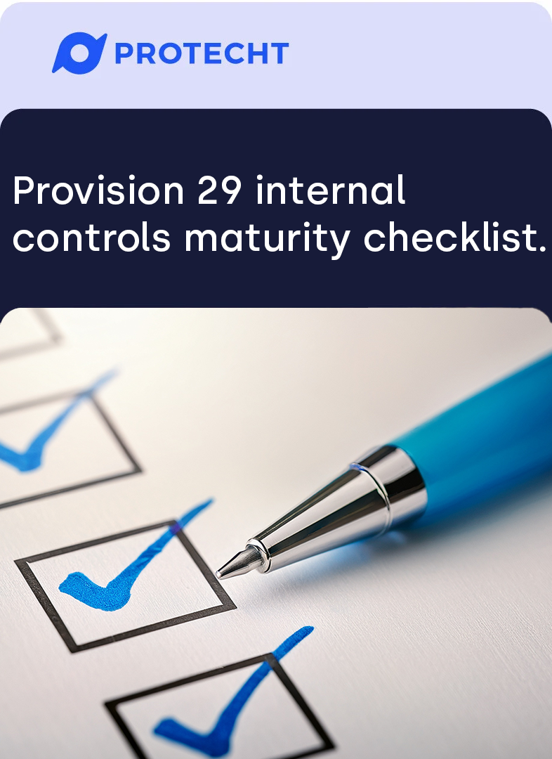 Provision 29 internal controls maturity checklist.